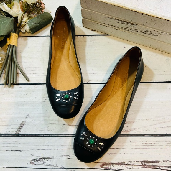 Coach | Shoes | Coach Farrell Ballerina Leather Jeweled Flats | Poshmark